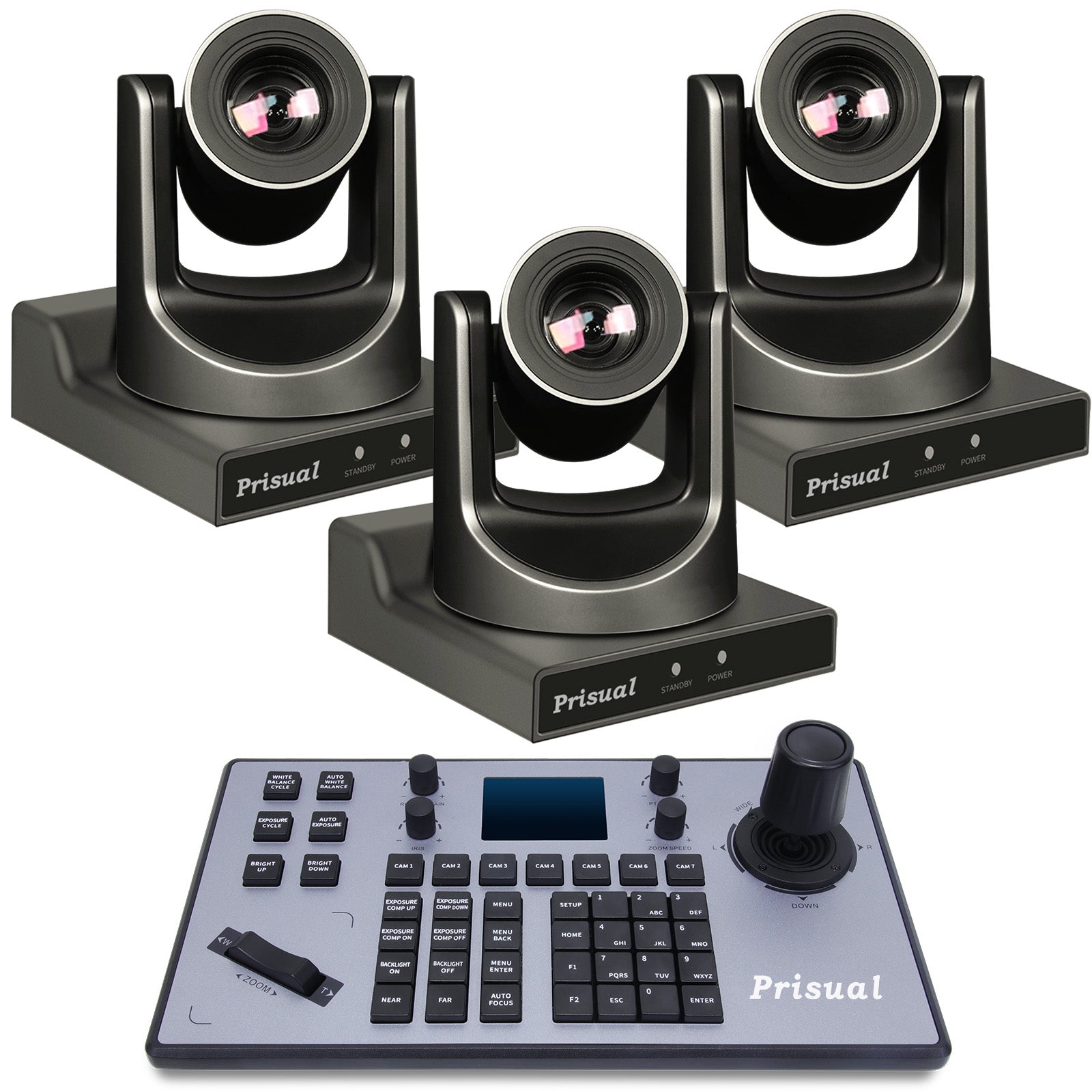 Prisual PTZ Camera 30X Optical Zoom HDMI/SDI/IP PTZ Bundle (3pcs) with